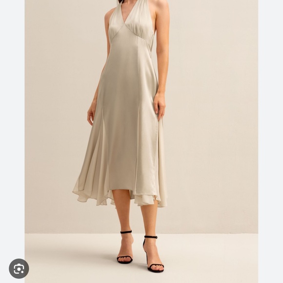Lily Silk | Dresses | Gold High Low Halter Sundress For Wedding Guest ...